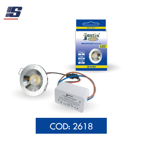 Foco LED mini spotlight empotrable redondo 3W 85-265V 6500K