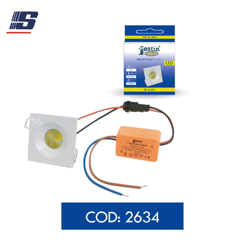 Foco LED mini spotlight empotrable cuadrado 3W 85-265V 3000K